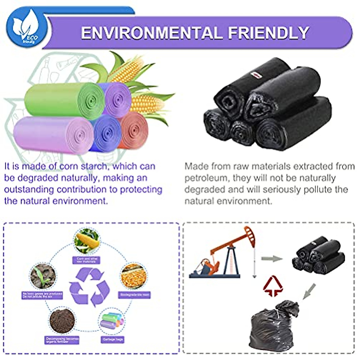 1.5 Gallon Trash Bags Small Bathroom Garbage Bags, Unscented Wastebasket Liners, Strong Kitchen Garbage Bags Colorful Bin Bags for Office, Bedroom,Living Room (5Liter, 120 Counts)