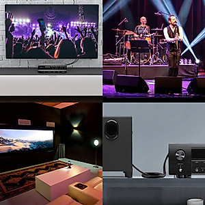 J&D 2 RCA to 2 RCA Cable, 2-Pack Gold Plated Copper Shell Heavy Duty 2RCA Male to 2RCA Female Stereo Audio Extension Cable, RCA Cable, 6 Feet