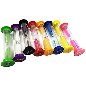 Inzopo 8Pcs Hourglass Sand Timer Sandglass Sand Clock Timer Game Timer Hourglass Timer Sand Clock Timer for Games Classroom Home Office, 10/15/ 30 Seconds & 1/2/ 3/5/ 10 Minutes