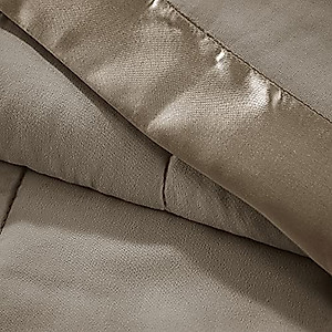 Madison Park Windom Down Alternative Blanket, Premium 3M Scotchgard Moisture Wicking Treatment, Lightweight and Soft Bed Cover For Summer, Satin Trim, Brown Full/Queen