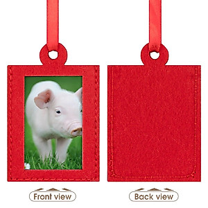 Cute Pig Christmas Photo Ornament Frame Red Picture Frame for Xmas Tree Hanging Decoration