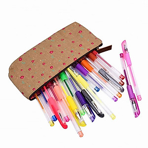 Countryside Flower Floral Cosmetic Makeup Bag Cute Floral Flower Canvas Zipper Pencil Pen Cases, Multi-functional lovely Flower Tree Fabric Coin Purse(4 Pcs)