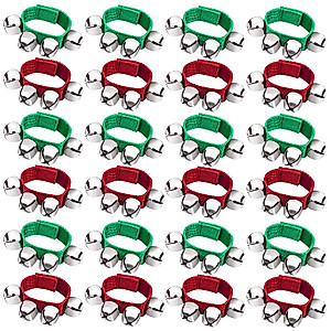 Cooraby 24 Pack Christmas Band Wrist Bells Bracelets Musical Instruments Wrist Bells Ankle Bells for Christmas Party Favors