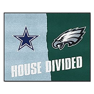 FANMATS 15665 NFL Cowboys / Eagles House Divided Rug 33.75" x 42.5"