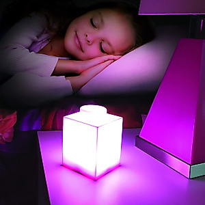 Lego Classic 1x1 Silicone Night Light - Pink - 3" x 3" x 4.5", Ages 6+ (LP39) Portable Flexible Nightlight for Kids Teens Bedroom Gaming Room Home Decor