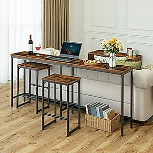 HOOBRO Console Table, Narrow Sofa Table, 70.9" Entryway Table, Extra Long Console Table, Behind Couch, Skinny Hallway Table for Foyer, Living Room, Bedroom, Rustic Brown and Black BF180XG01G1