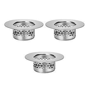 Bathroom Sink Strainer, Bathtub Lavatory Sink Drain Strainer Hair Catcher for Laundry, Mop Pool, Utility, Slop, RV Sink, Stainless Steel Drain Filter。Fit Hole Size from 1.25" ，3 Pack (1.1”)