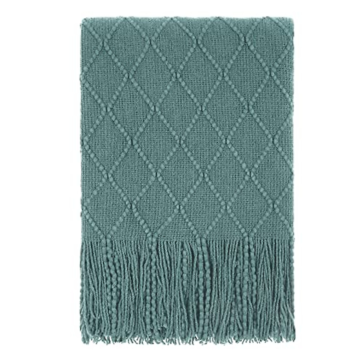 Yastouay Knitted Throw Blankets Soft Cozy Knit Blanket with Tassel Lightweight Breathable Fleece Blanket Decorative Blanket for Couch, Bed, Sofa, Travel and Farmhouse, 60"x80", Teal