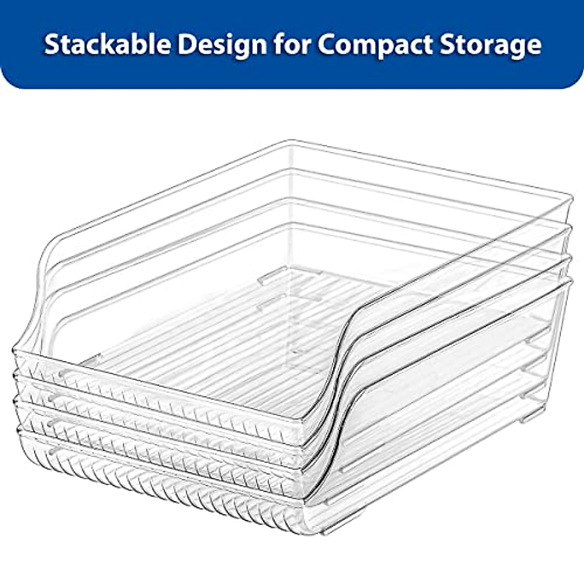 Lifetime Home 4 Pack Clear Water Bottle Dispenser Organizer Bins for Refrigerator - BPA-Free - Fridge Tray for Drinks Soda Cans & Beer - Perfect Refrigerator Organization & Storage