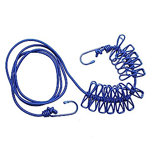 Sihuuu Portable Travel Clothesline Adjustable Elastic Travel Camping Retractable Clothes line with 12 PCS Clips for Travel Outdoor Indoor(B) Multicolor