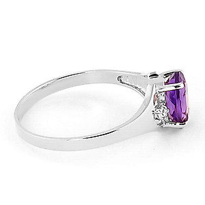 Galaxy Gold GG 14k White Gold Ring with Natural Diamonds and Amethyst - Size 11