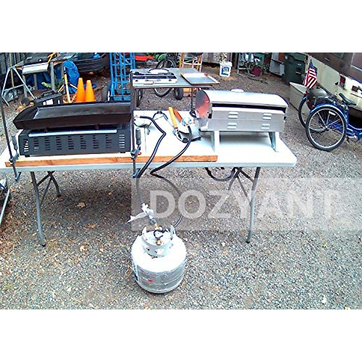 DOZYANT Propane Tank Y Splitter Adapter Gauge, Propane 2 Way LP Gas Adapter Tee Connector Adapter for 5lb to 40lb Propane Tank Cylinder, Universal for Gas Grill, RV Camper, More Appliances