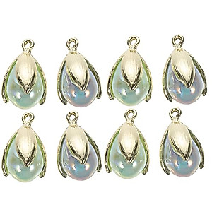 DECHOUS 8pcs Earring Pendant Bracelets in Bulk Keychain Supplies Floral Earrings Flower Craft Supplies Flower Jewelry Charms Pearl Dangle Charms Peal Tulip Pendants Metal DIY Pendant