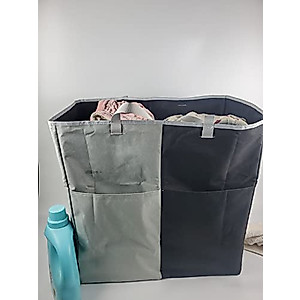 130l Laundry Basket Clothes Hamper Organizer Sorter Foldable Dark & Light Storage Basket Waterproof Durable (26x 16x 24") Washing Dirty Cloth Bag for Bathroom Bedroom Garage (2 Sections)