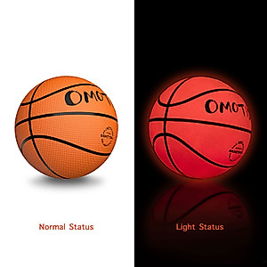 OMOTIYA Glow in The Dark Basketball, LED Light Up Basketball, Night Glowing Ball, Cool Sports Gear 8-12 Year Old, Toy Basketball Gifts Ideas & Games for Age 8, 9, 10, 11, 12, 13+ Kid Teens Boys Girls