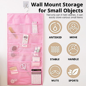 Teatalk Hanging Closet Organizer, Durable Storage with 36 Mesh Pockets and Rotating Metal Hanger, Double-Sided Shelf Wardrobe Bag, Pink (HCO02S36F)