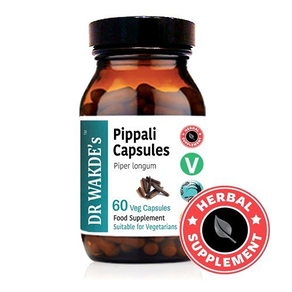 DR WAKDE'S Pippali Capsules (Long Pepper, 60 Veg Caps, Plant-Based Supplement, Ayurvedic Herb, All Natural, Vegan)