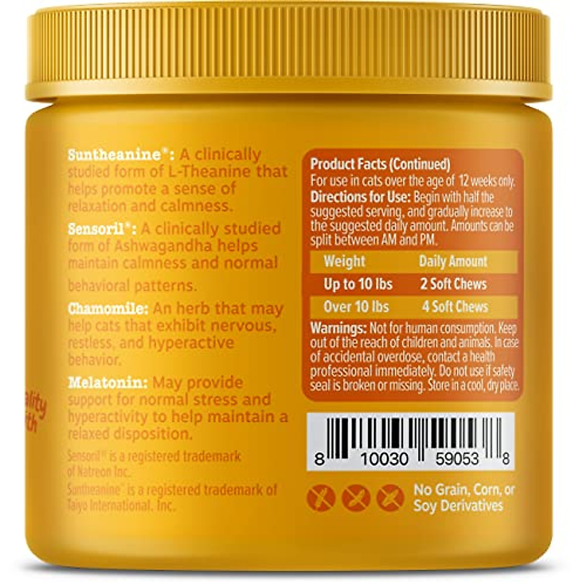 Zesty Paws Calming Chews for Cats - Composure & Relaxation for Everyday Stress & Separation - with Ashwagandha, Organic Chamomile, L-Theanine & L-Tryptophan – Bacon - 60 Count - Cat…