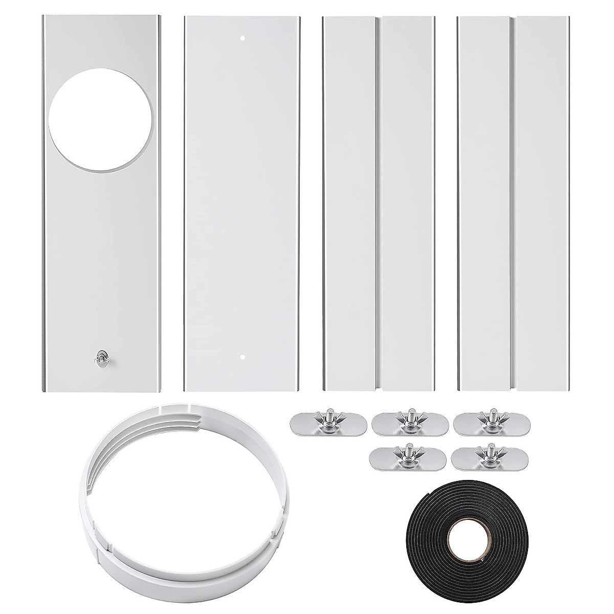 JTooloife Portable Air Conditioner Window Kit for AC Unit, Sliding AC Vent Kit Portable Window Slide Kit Plate Adjustable Length with Exhaust Hose Coupler(5.9 Inches)