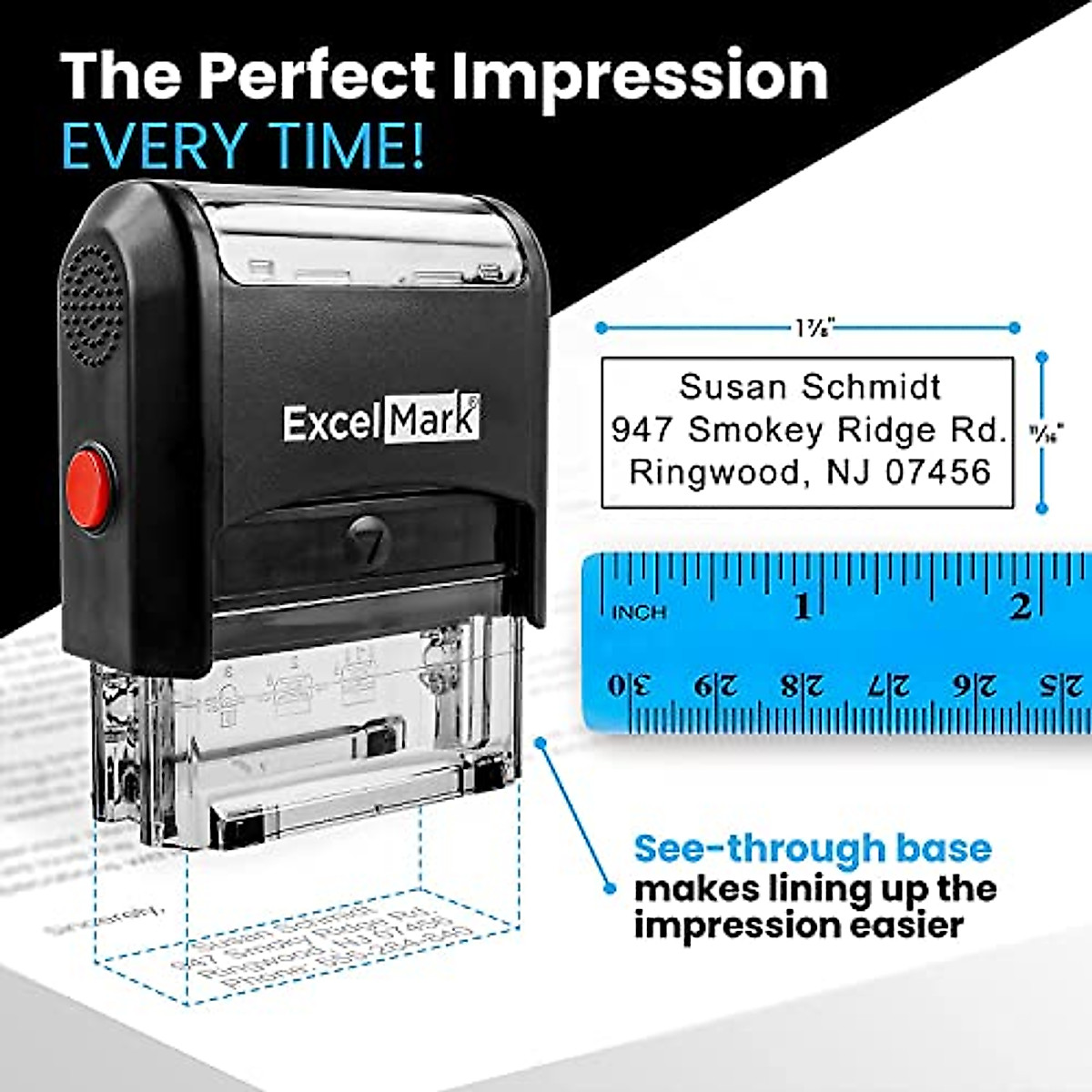 Custom Self-Inking Stamp - Up to 3 Lines - 11 Color Choices and 17 Font Choices (Medium)