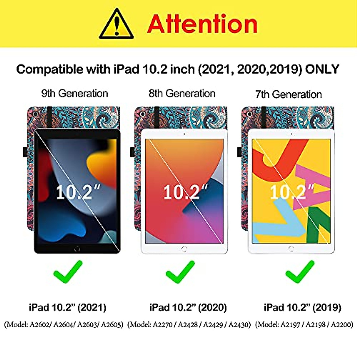 HAPPIERE Case for iPad 9th 8th 7th Generation with Pencil Holder, Compatible with iPad 10.2 inch 2021/2020/2019, Premium PU Leather iPad Cover, Auto Wake/Sleep, Shockproof Protective Folio Cover