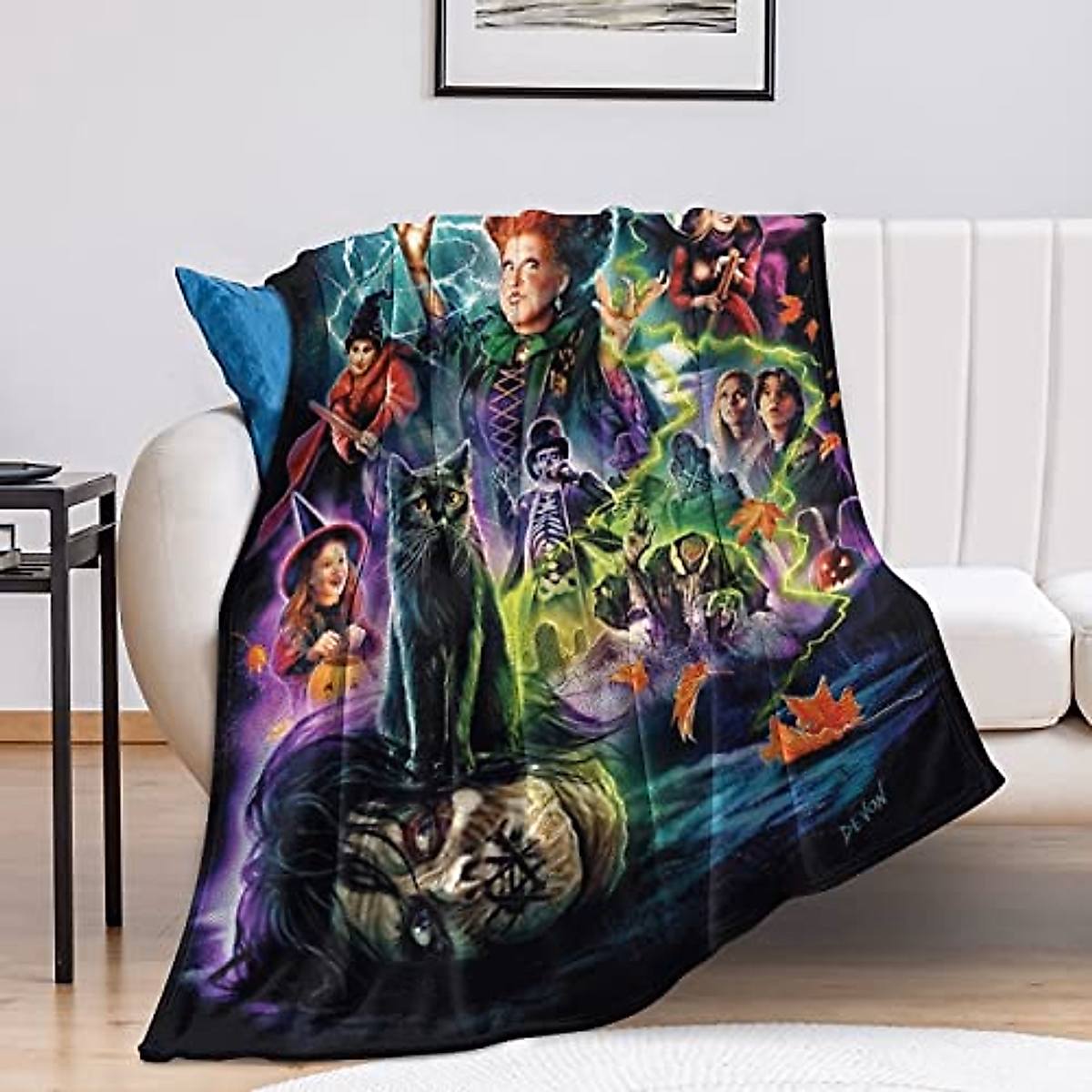 Hocus Pocus Flannel Throw Blanket,Ultra-Soft Blankets,Witch Fleece Blankets Comfortable Warm Suitable for Couch Sofa Bed Home All Seasons Gifts for Women ＆ Men 60x50 inch (Black 1, 60"X50")