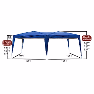 Henf Outdoor 10x20ft Pop Up Canopy Instant Tent Shelter with Removable Sidewalls for Outdoor Party Wedding Commercial Activity Pavilion BBQ Beach Car Shelter