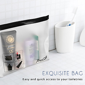 ProCase TSA Approved Fly Travel Toiletry Bag Makeup Pouch, Durable Quart-Size Carry-On Clear Small Handy Bag with Zipper for Liquids Bottles Tubes Cosmetics Container (2-Pack)