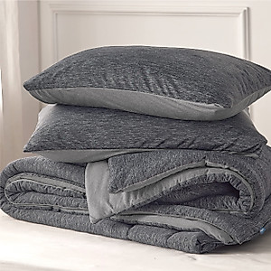 Bedsure Full Comforter Set - Cooling and Warm Bed Set, Dark Grey Reversible Bedding for All Season, 3 Pieces, 1 Full Size Comforter (82"x88") and 2 Pillow Cases (20"x26")