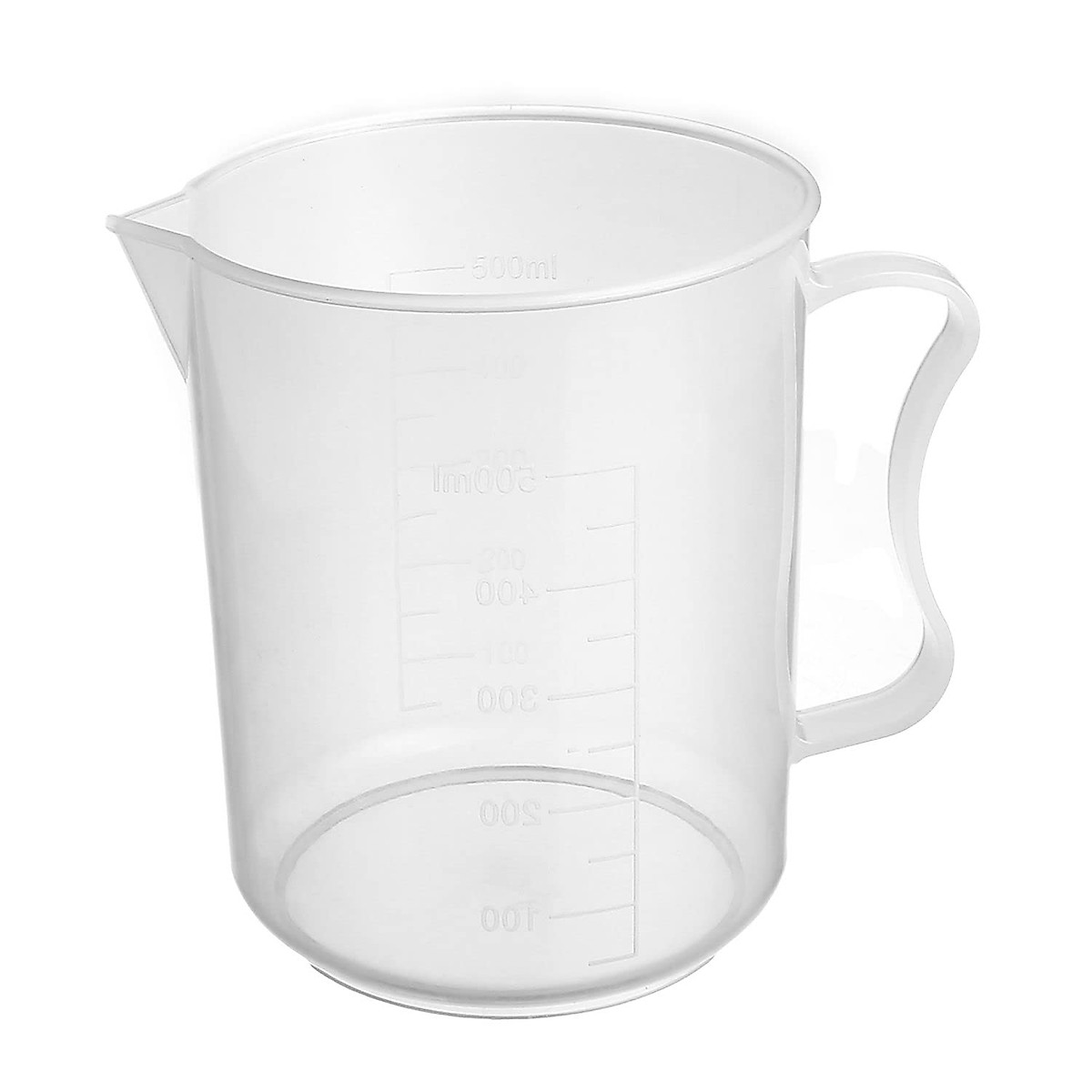 Bettomshin 1Pcs 500ml Resin Mixing Cups, PP Plastic Measuring Cups High Form Beaker with Handle, Liquid Measuring Cups, Graduated Beakers Multipurpose Mixing Cups Transparent for Lab Kitchen Liquids