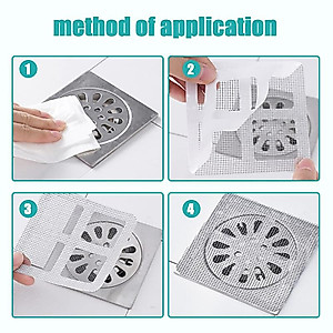 2024 Upgraded Disposable Hair Drain Stickers, Multifunctional Disposable Shower Drain Hair Catcher Mesh Stickers, Drain Cover Hair Catcher for Bathroom Laundry Bathtub Kitchen (4inch, 50pcs)