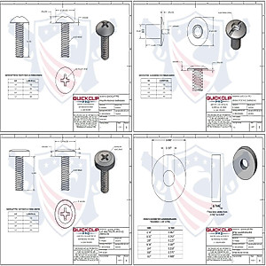 Black Chicago Screw - Thru Hole Binding Post Kit 1/8, 1/4, 3/8, 1/2 Inch Machine Screw Fasteners + Rubber Washers, QuickClipPro Kydex Leather Holster Sheath (1/8" - Flat Head 10 Pack DBL-Washer)