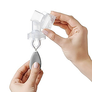 OXO Tot Breast Pump Parts Compact Drying Rack with Detail Brushes, Gray, 2 Piece Set