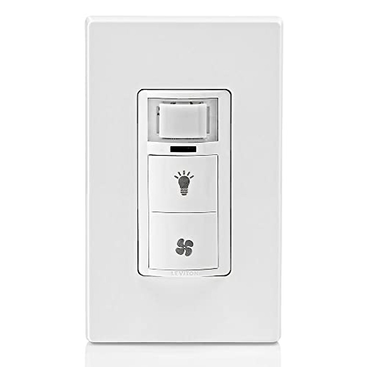 Leviton DHD05-1LW Dual Combination Humidity Sensor with Separate Light Switch, automate bathroom exhaust fan, air circulation, moisture control, ¼ HP, Single Pole/Single Pole, White