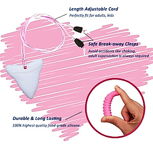 Chew Necklaces for Sensory Kids Adults, 6 Pack Silicone Sensory Chew Toys for Autistic Children with ADHD/SPD/Autism/Anxiety, Pink Chewy Necklace Stim Toy for Teething Chewing Biting Fidgeting