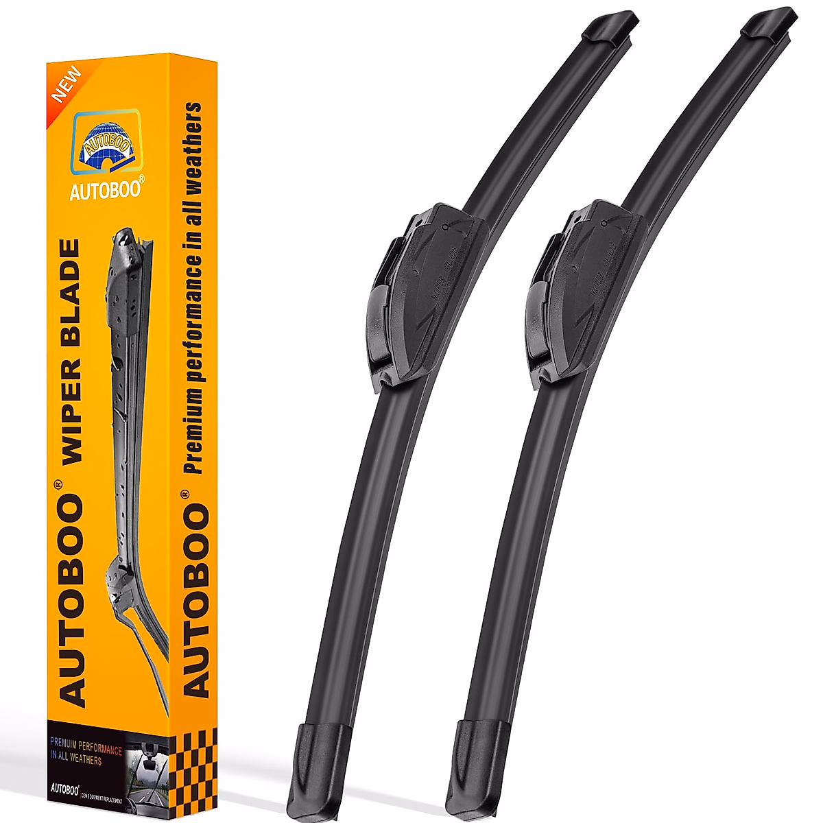 AUTOBOO 26" and 18" Windshield Wipers Blades (Pack Of 2),OEM Quality Premium All-Seasons Wiper blades,Stable and Quiet Armor wiper blades