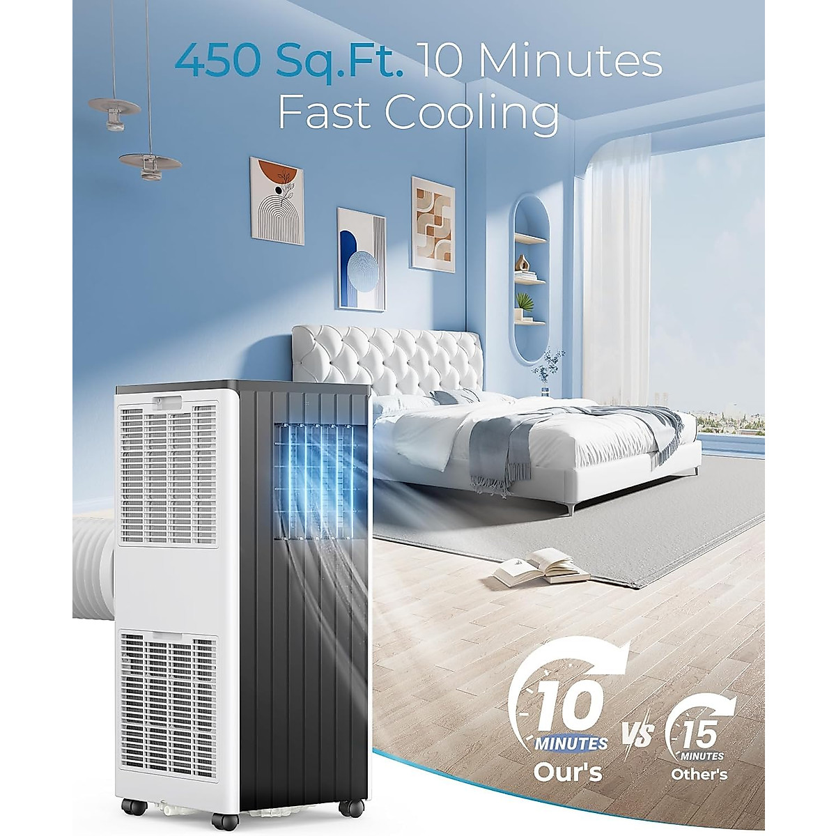 FIOGOHUMI 12000BTU Portable Air Conditioners - Portable AC Unit with Built-in Dehumidifier Fan Mode for Room up to 450 sq.ft. - Room Air Conditioner with 24H Timer & Remote Control Window Mount Kit