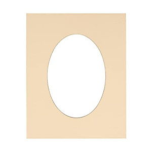 11x17 Mat Bevel Cut for 8.5x11 Photos - Precut Beige Oval Shaped Photo Mat Board Opening - Acid Free Matte to Protect Your Pictures - Bevel Cut for Family Photos, Pack of 1 Matboard Show Kit With Acid