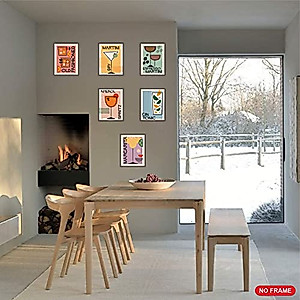 Print A To Z® Cocktail Wall Art Poster Prints Decor Set, UNFRAMED Set of 6 ( 8''x10'' ), Bar Wall Decor, Boho Cocktail Mixology Wall Art Print for Bar - by Print A To Z | Alcohol Bar Themed Kitchen Home, Bar Cart Decor Cocktail Poster, cocktail wall art s