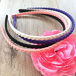 Springtime 12pcs Colorful Thin Headbands for Women 6mm Light Pigtail Skinny Hairbands for Girls Hard Teeth Headbands For Kids Teens