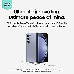 SAMSUNG Galaxy Z Fold 5 Cell Phone, Factory Unlocked Android Smartphone, 256GB, Big 7.6” Screen for Streaming, Gaming, Dual App View, One-Hand Control, Hands-Free Use, US Version, 2023, Icy Blue