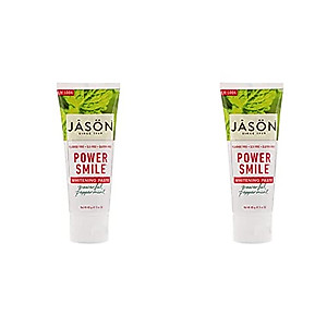 Jason Powersmile Whitening Fluoride-Free Toothpaste, Powerful Peppermint, Travel Size, 3 Oz (Pack of 2)