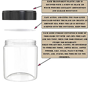 MANSHU 6 Pack 8 Oz Clear Empty Slime Storage Containers, Slime Jars with Lids for little arts and crafts and household supplies, Black Lid