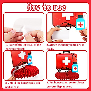 HOWAF 9pcs Nurse Day Party Decorations Honeycomb Centerpieces, Thank You Nurses Table Centerpieces, Nurse Appreciation Week Table Topper for Happy International Day Party Decorations Supplies