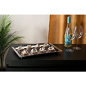 James Scott Rectangle Serving Tray Hammered Stainless Steel, Multipurpose for Kitchen, Dining, Bathroom 11x16 inch