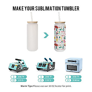 PYD Life Sublimation Glass Blanks Can Cups Frosted 25 OZ with Bamboo Silicone Lid and Glass Straw Coffee Beer Cans Tumblers Cups Mugs for Tumbler Heat Press 6 Pack