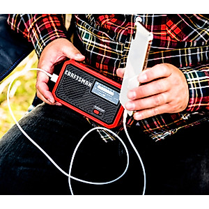 CRAFTSMAN Emergency Weather Alert Radio with Battery Backup, Phone Charger, Integrated Hand Crank/Solar Charging & LED Flashlight CMXZRAZW822