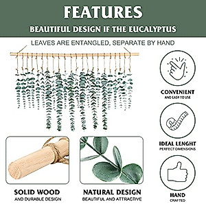 CEWOR Bathroom Decor Green Artificial Eucalyptus Wall Hanging Decor Fake Eucalyptus Leaves Greenery Farmhouse Rustic Wall Hanging for Wedding Bedroom Kitchen Nursery Party Boho Home Decor