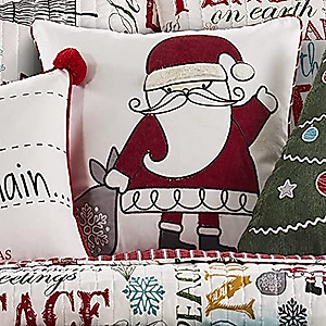 Levtex Home Merry & Bright Collection - Santa Claus Lane - Decorative Pillow (18X18in.) - Santa - Red, White, Black and Grey