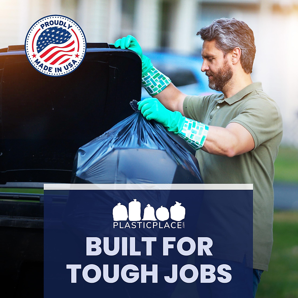 Plasticplace 55 gallon Trash Bags │ 1.2 Mil │ Black Heavy Duty Garbage Can Liners │ 38” x 58”